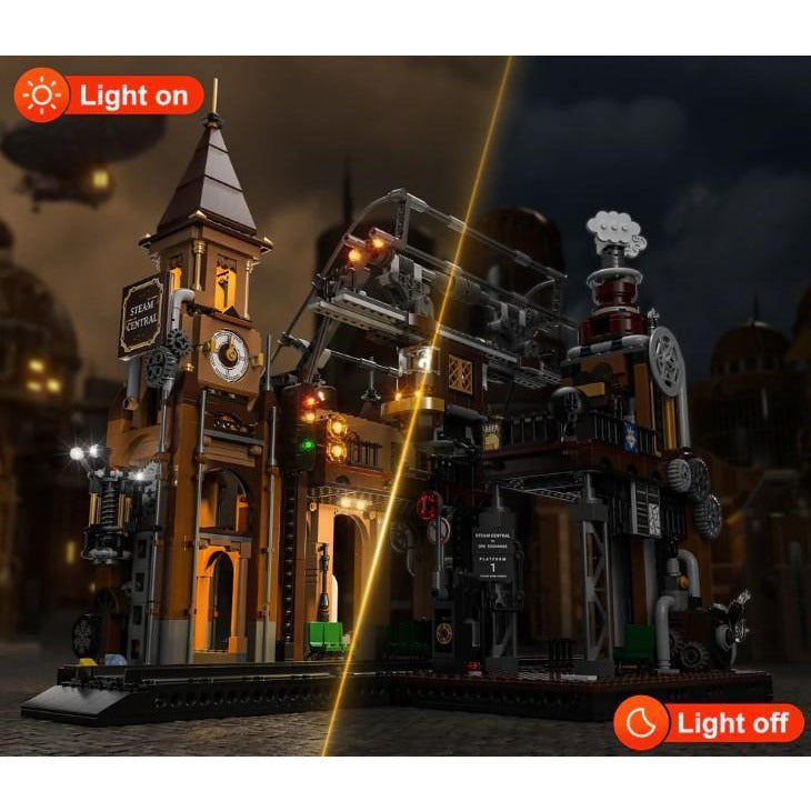 FunWhole F9007 - Steampunk Bahnhof - 1843 Klemmbausteine – Modbrix