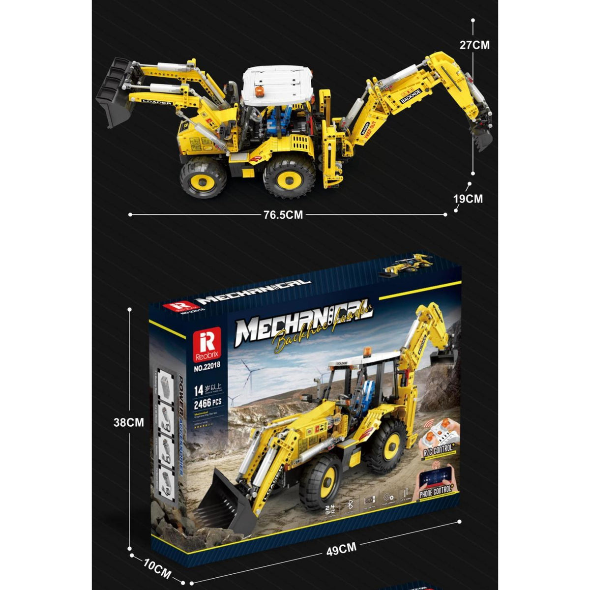 Reobrix 22018 - Technik Baggerlader - 2466 Klemmbausteine – Modbrix