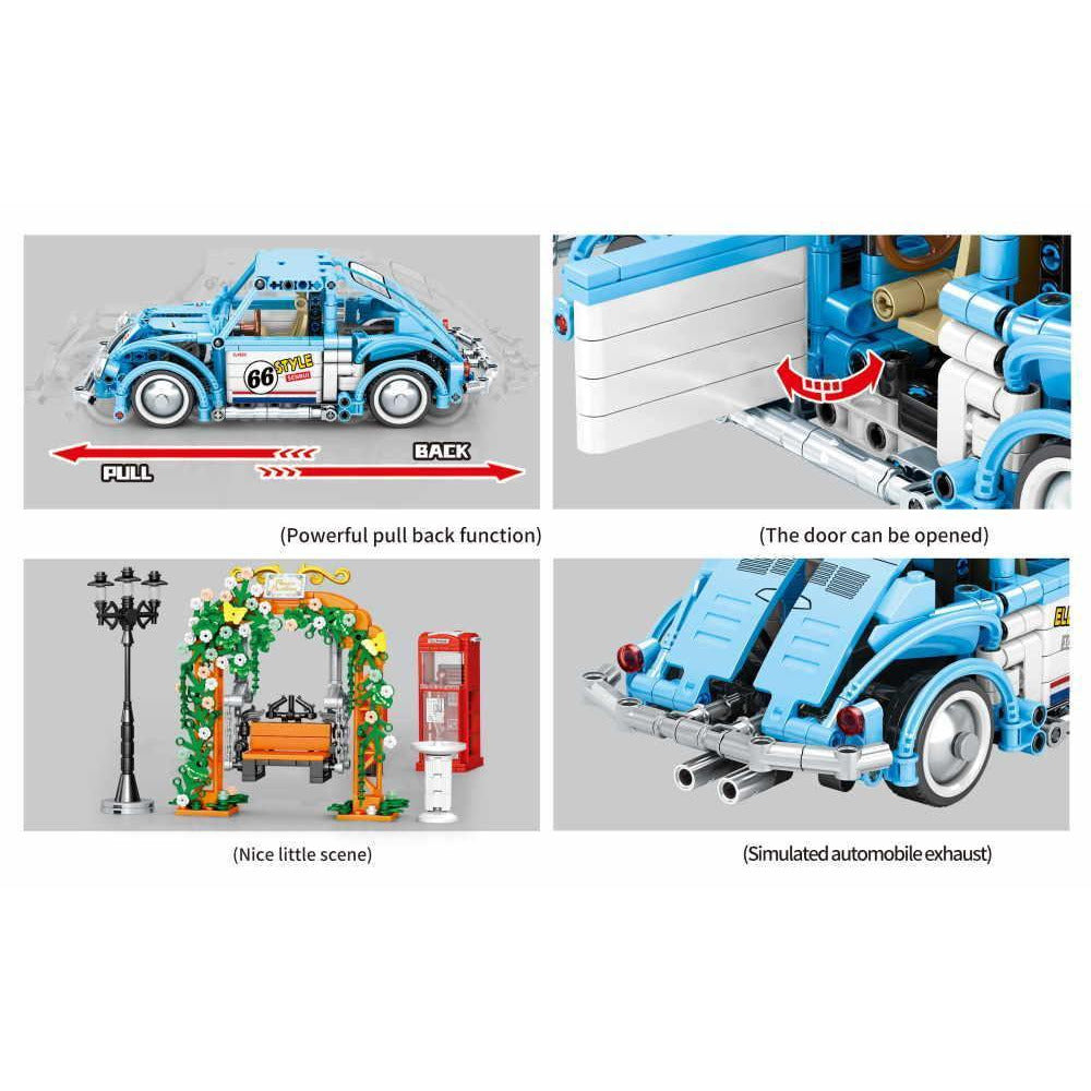 Sembo SY8414 - Käfer Oldtimer in hellblau - 843 Klemmbausteine – Modbrix